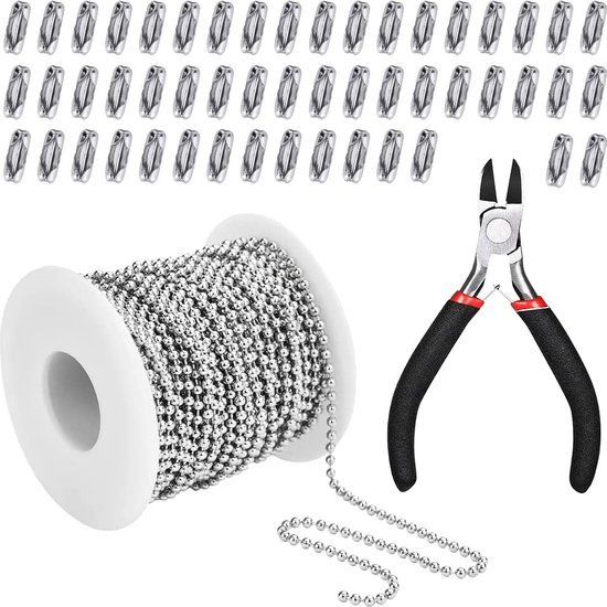 Ball chain roestvrij staal 2.3 mm x 15m kettingen DIY sieraden maken ...