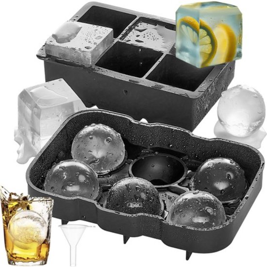 Luxe IJsblokjesvormen Rond en Vierkant - 2 x 6 stuks - Ronde IJsblok ...