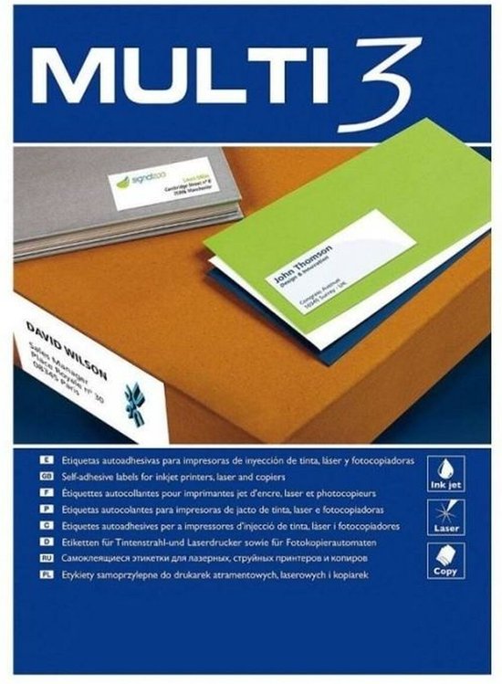 Stickers/etiketten MULTI 3 105 x 57 mm A4 100 Lakens | bol