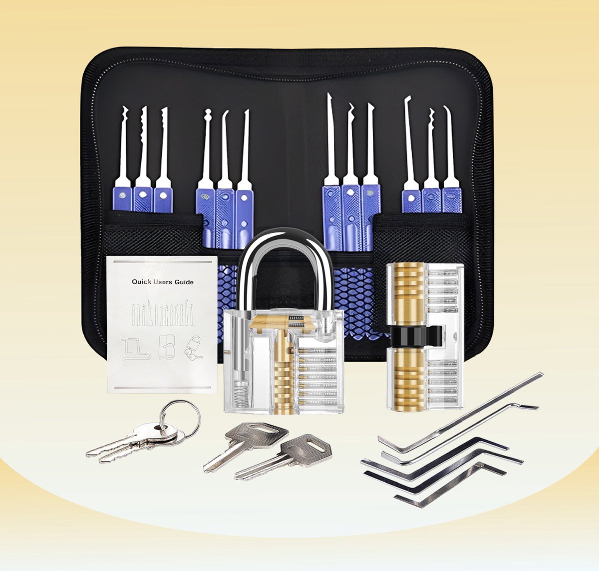 lockpick set - 32 delig - met 3 transparante oefen sloten - lockpick ...