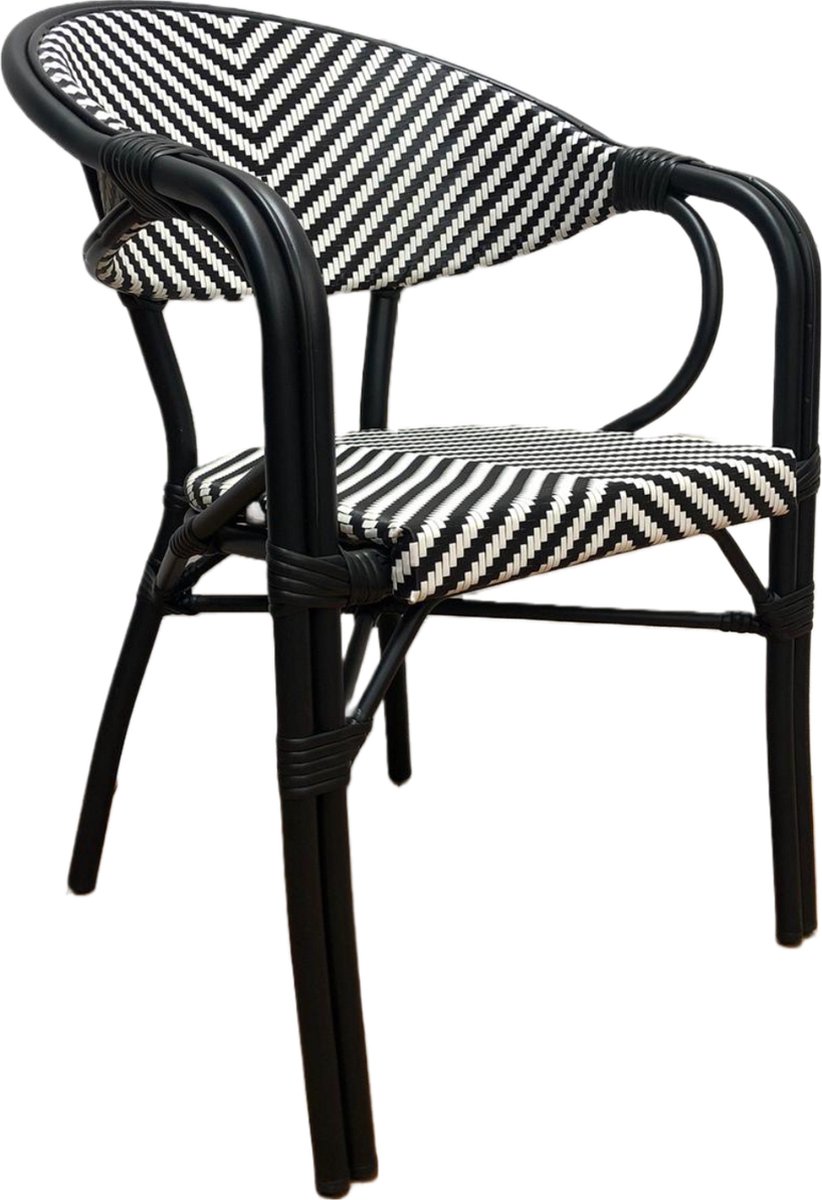 Comfortabel Terrasstoel (Set van 12) - Stoel Frenze XL - Zwart/Wit ...