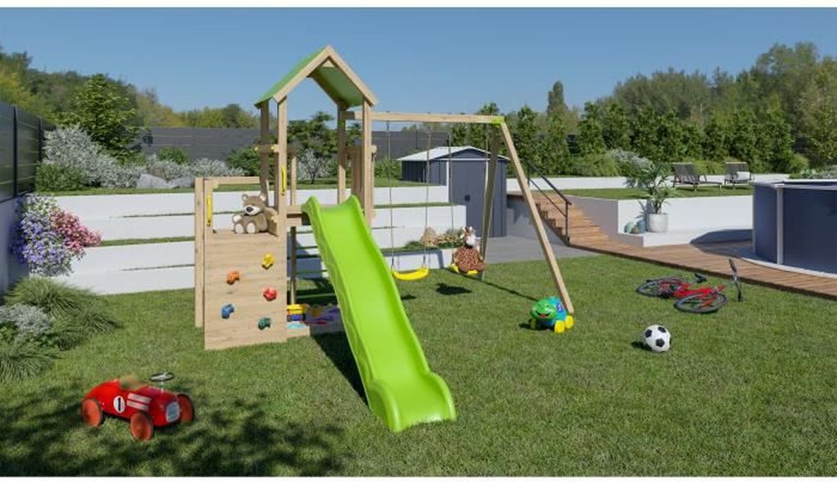 ULTRA XPERIENCE 2,20 m houten speeltoestel - TRIGANO JARDIN - Klimmuur ...