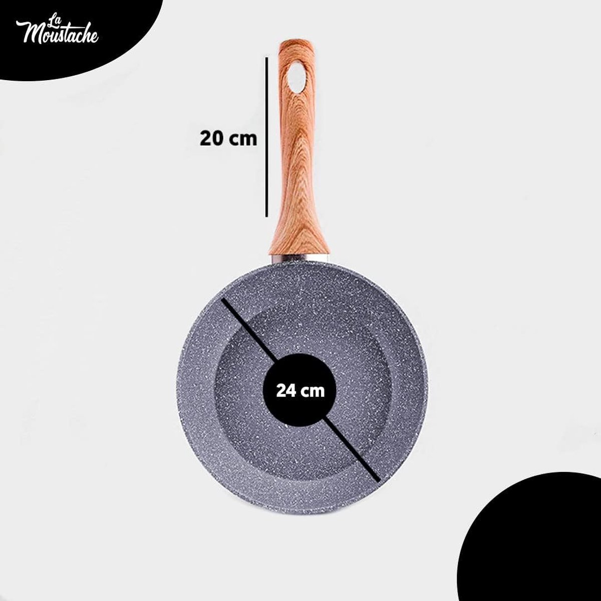 Gegoten aluminium koekenpan Ø 24 cm, antiaanbaklaag, koekenpan met titaniumdeeltjes,... | bol.com