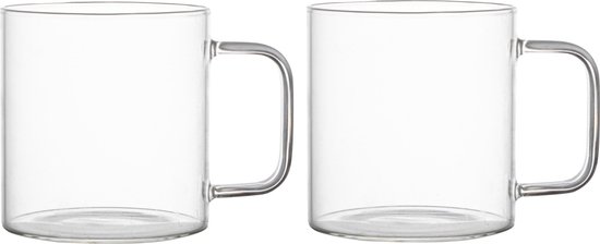 Gusta - Theeglazen 350ml - Set 2 stuks - Handig groot handvat | bol