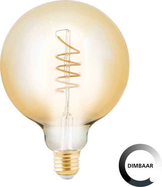 EGLO LED Lamp - E27 - Ø 9,5 cm - G95 - Amber - 2000K - Dimbaar | bol