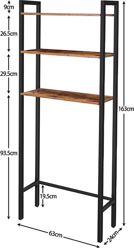 Wasmachine ombouw rek zwart 163 x 63 x 24 cm - Wasmachine rek zwart ...