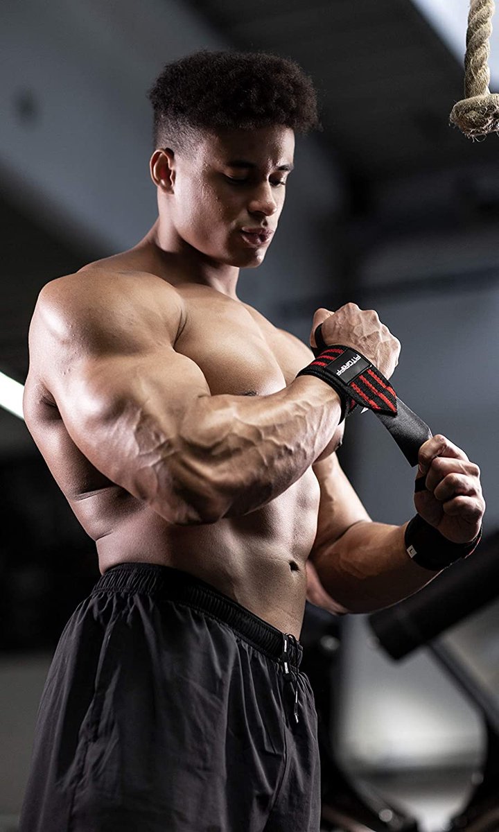 Set polsbanden + hijsbanden - voor fitness, krachttraining en ...