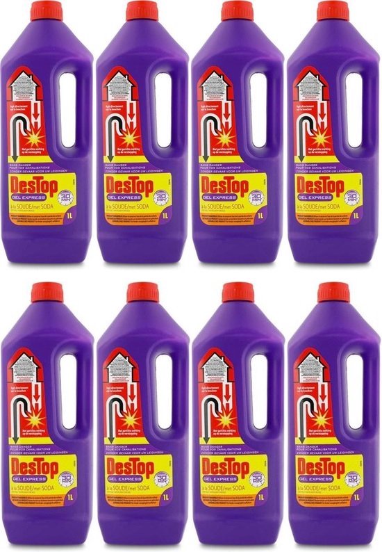 Destop Paars - Ontstopper Gel express 30Min - 8 x 1L | bol