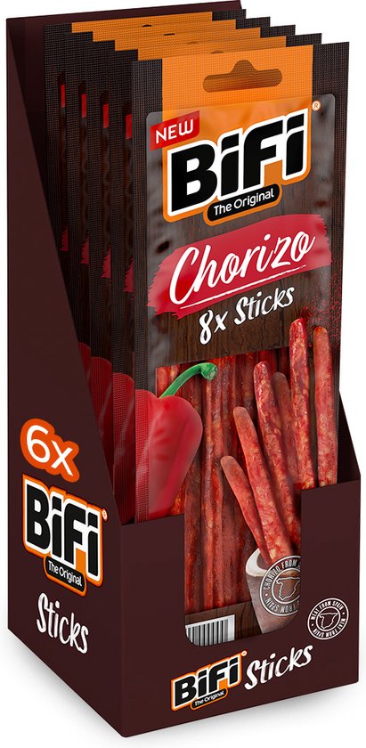 BIFI RUSTIC STICKS CHORIZO 80G - 6 Stuks - voordeelverpakking | bol