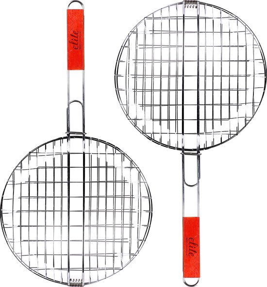Elite BBQ/barbecue rooster - 2x - klem grill - metaal/hout - 40 x 66 x ...