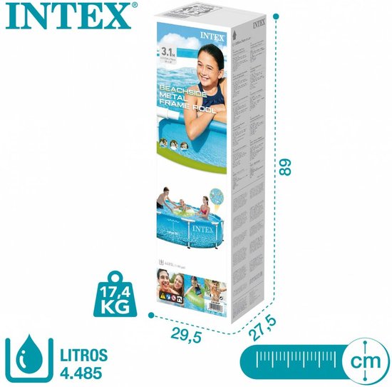 Intex 28206NP Beachside Metal Frame Zwembad 305x76 cm zonder Filterpomp ...