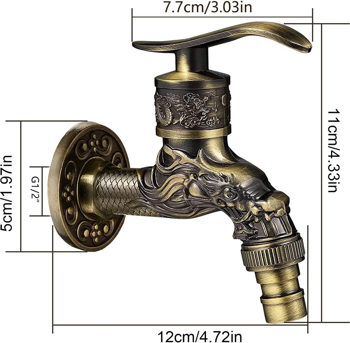 waterkraan tuin antiek messing, nostalgische waterkraan tuin, 1/2 inch ...