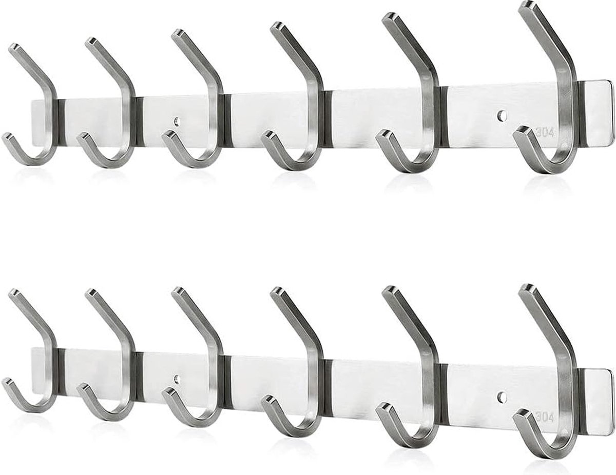 Barre à crochets, acier inoxydable, patères, patères, aspect brossé ...