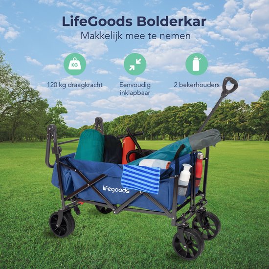 LifeGoods Bolderkar - Opvouwbaar - Tot 120KG - 90L - Wasbaar Polyester ...