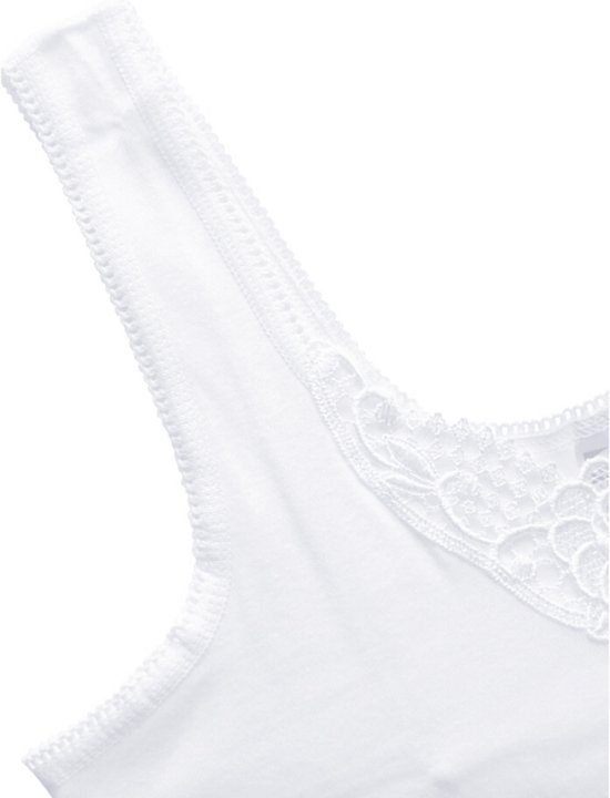 2 Stuks kanten onderhemd met brede bandjes - 100% Katoen - Wit - Maat ...