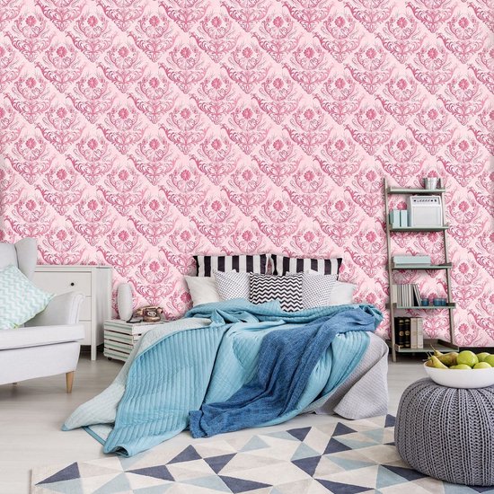 Fotobehang - Vlies Behang - Roze Ornament - Patroon - Kunst - 254 x 184 ...