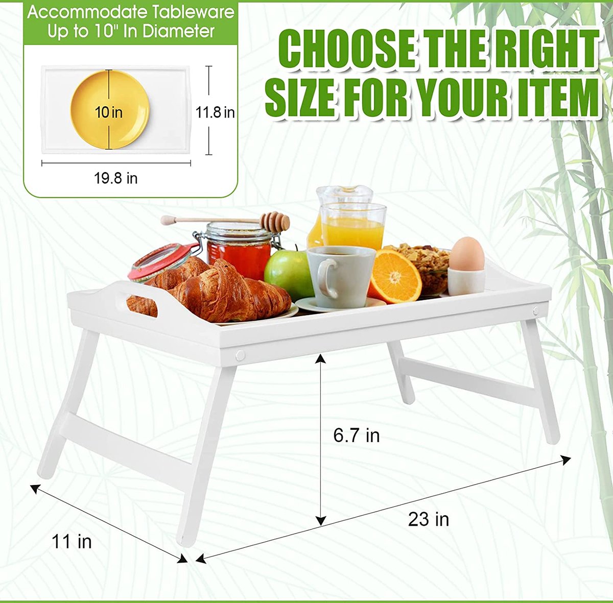 Plateau de lit Table Petit déjeuner Plateau avec pieds pliables Plateau ...