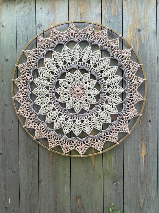 MANDALA-DROMENVANGER-WAND/RAAMDECORATIE-80 CM-GEHAAKT-HANDMADE-KANT EN ...