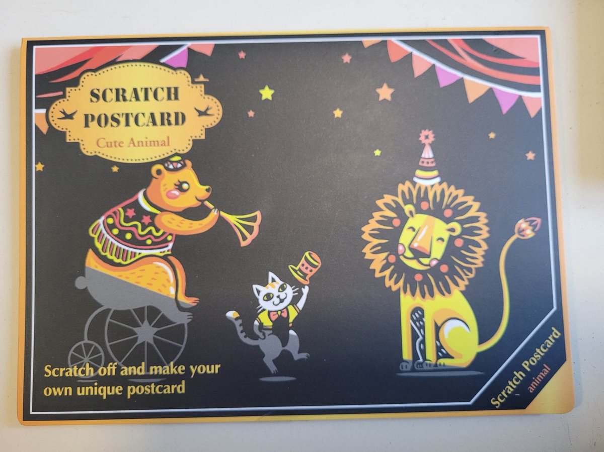 Kraskaarten ( 4 stuks ) scratch postcards - cute animal | bol