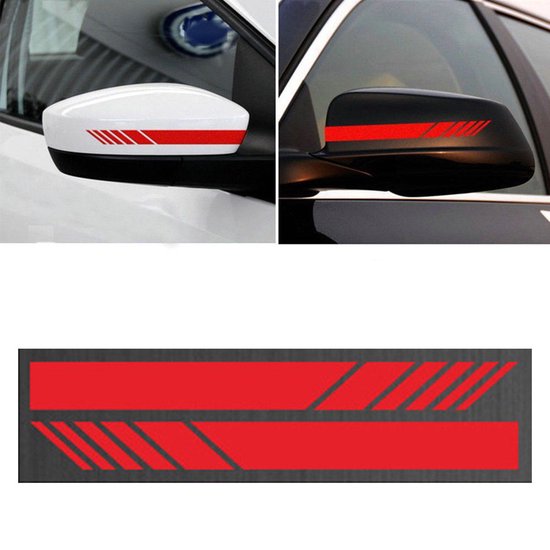 Auto spiegel stickers - 2 Stuks - reflecterende tape - Rood | bol