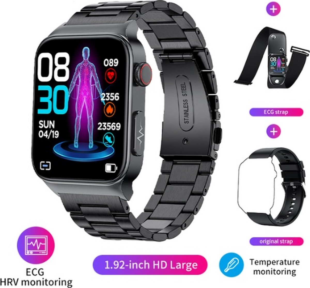 Bloedglucosemeter Gezondheid Smart Horloge Ecg + Ppg Bloeddrukmeting ...