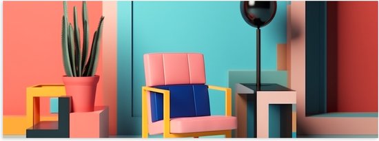 Poster (Mat) - Gekleurde Inrichting in Huis - 90x30 cm Foto op ...