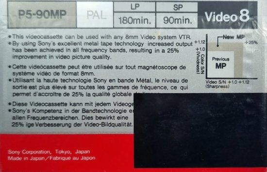 3-pack Sony Metal MP90 Video 8 Cassettes P5-90MP - VTR Cassettes | bol