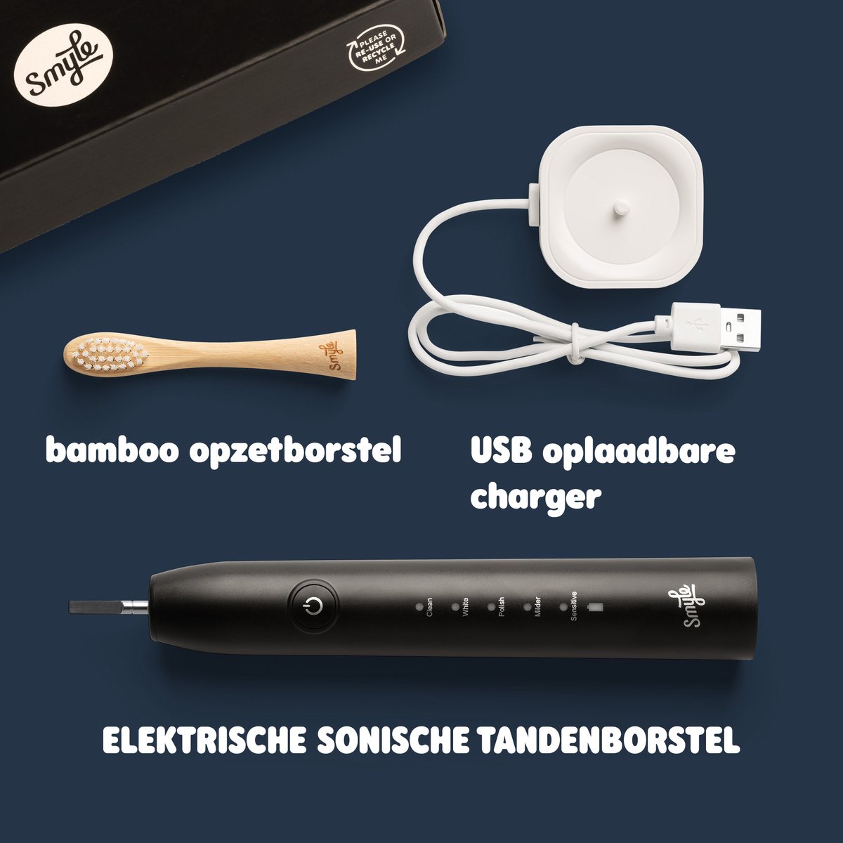 Smyle Elektrische Tandenborstel - Duurzame Sonische Tandenborstel met ...