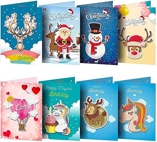 Diamond painting Wenskaarten set 1 (8 stuks) | bol