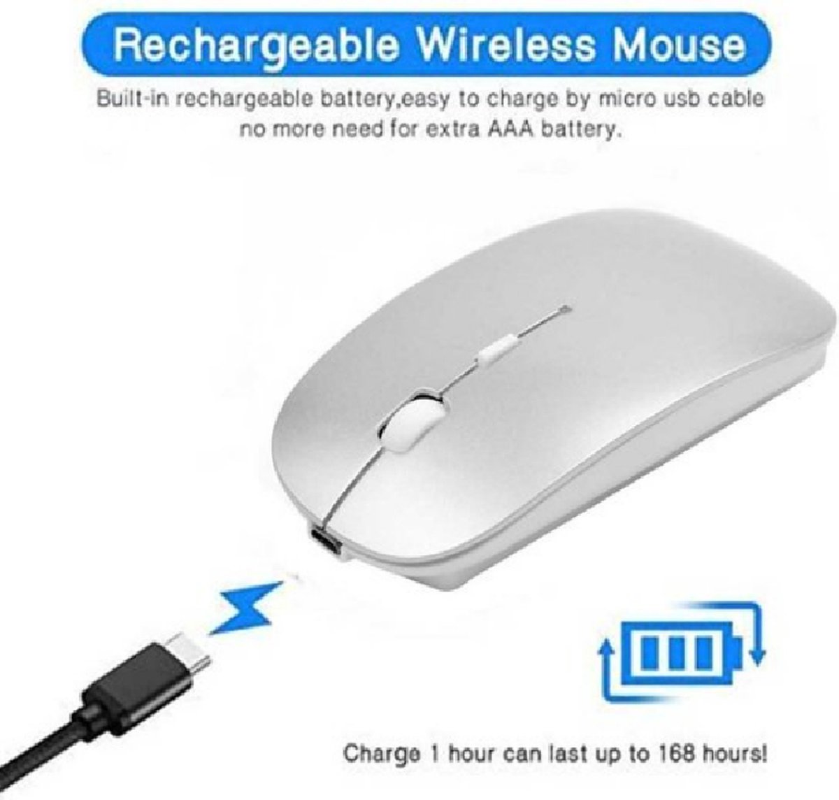 Oplaadbare Bluetooth Draadloze Muis - Draagbare Gaming Mouse Rustige ...