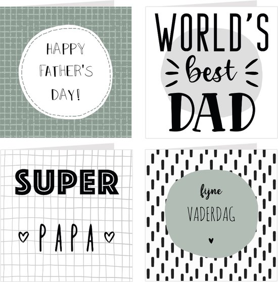 4x VADERDAG kaarten / wenskaarten / vaderdagkaarten met enveloppen | bol
