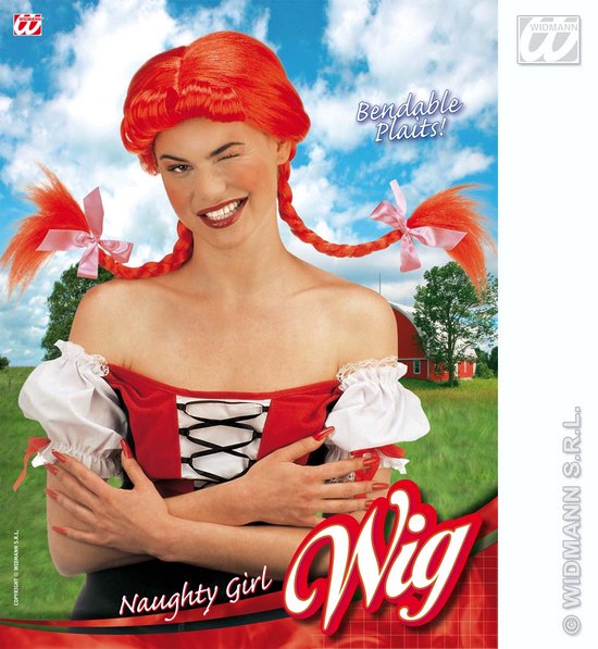 "Rode pruik met vlecht voor vrouwen - Verkleedpruik - One size" | bol