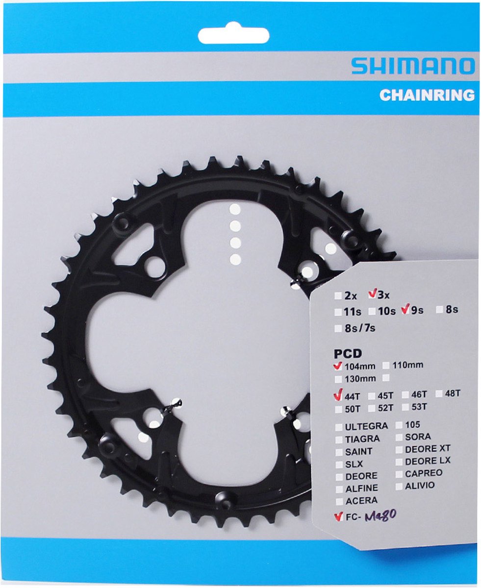 Shimano Kettingblad Deore Fc-m480 44t 9s 104 Mm Zwart | bol.com