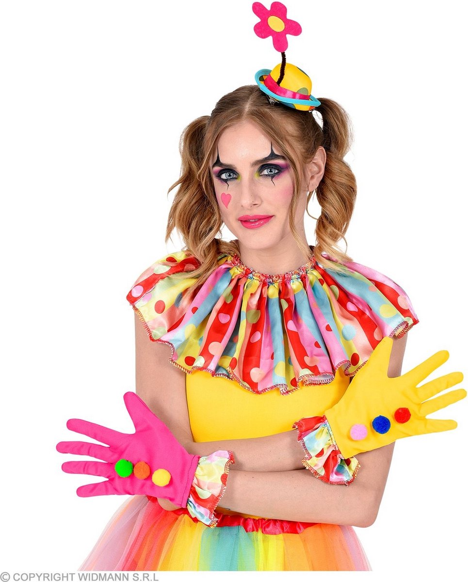 Widmann - Clown & Nar Kostuum - Set Clown Daisy - Geel, Roze ...