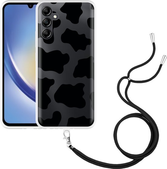 Cazy Hoesje met koord geschikt voor Samsung Galaxy A34 Koeienvlekken | bol
