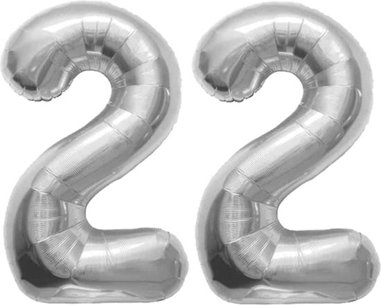 Folieballon Cijfer 22 Zilver - 86 cm | bol