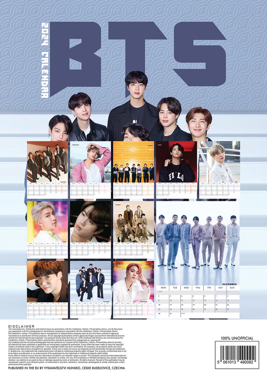 Calendrier BTS 2024 A3 | bol