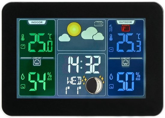 Benson Weerstation met Barometer - Binnen & Buiten - 16,5 x 12 cm | bol