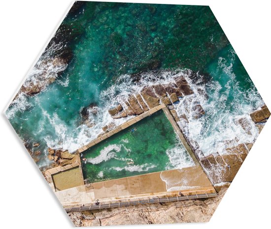 PVC Schuimplaat Hexagon - Zee - Rotsen - Stenen - Water - Schuim ...