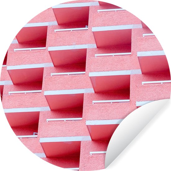 WallCircle - Muurstickers - Behangcirkel - Roze - Balkon - Zomer - Architectuur -... | bol