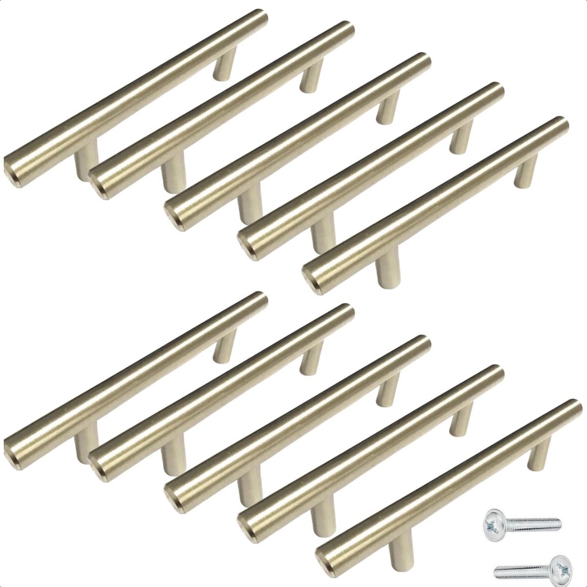 Handgreep / T-greep Denver Rvs 200mm SET 10 stuks - Hartafstand 128mm ...