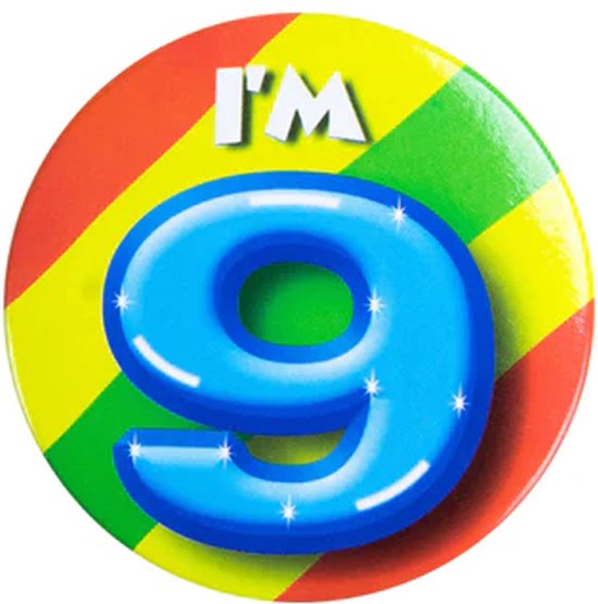 Button 9 Jaar - Button met speld (55mm) - Leeftijd badge - 9 Jaar ...