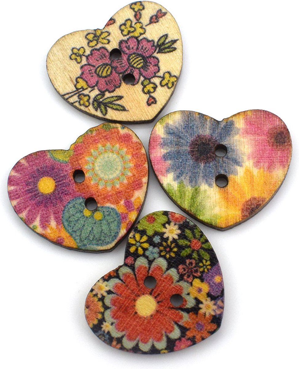 decoratie figuurtjes Hartjes knopen - hout - 7 stuks | bol