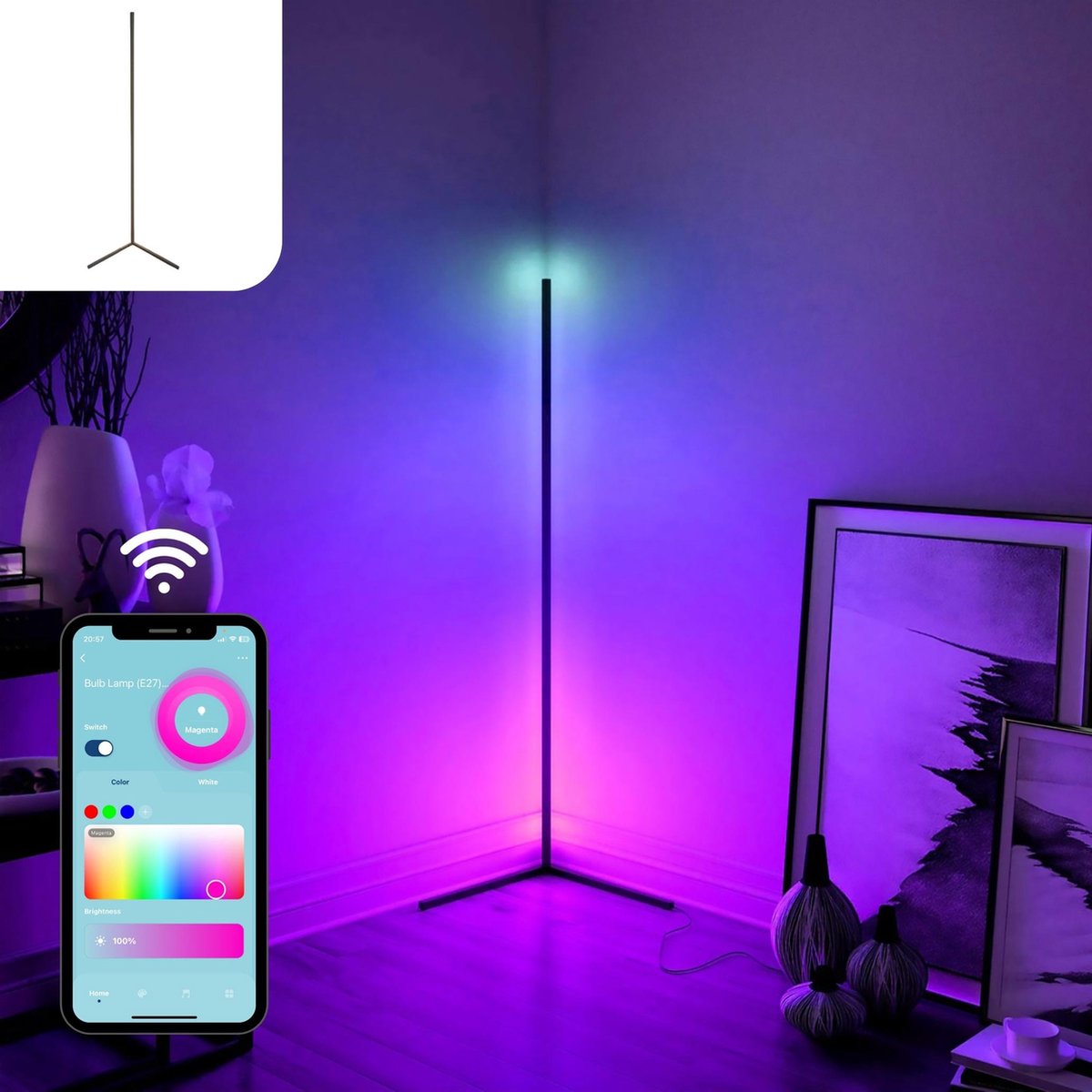 Gologi Smart Lampadaire LED - Lampe d'angle - Industriel - Debout ...