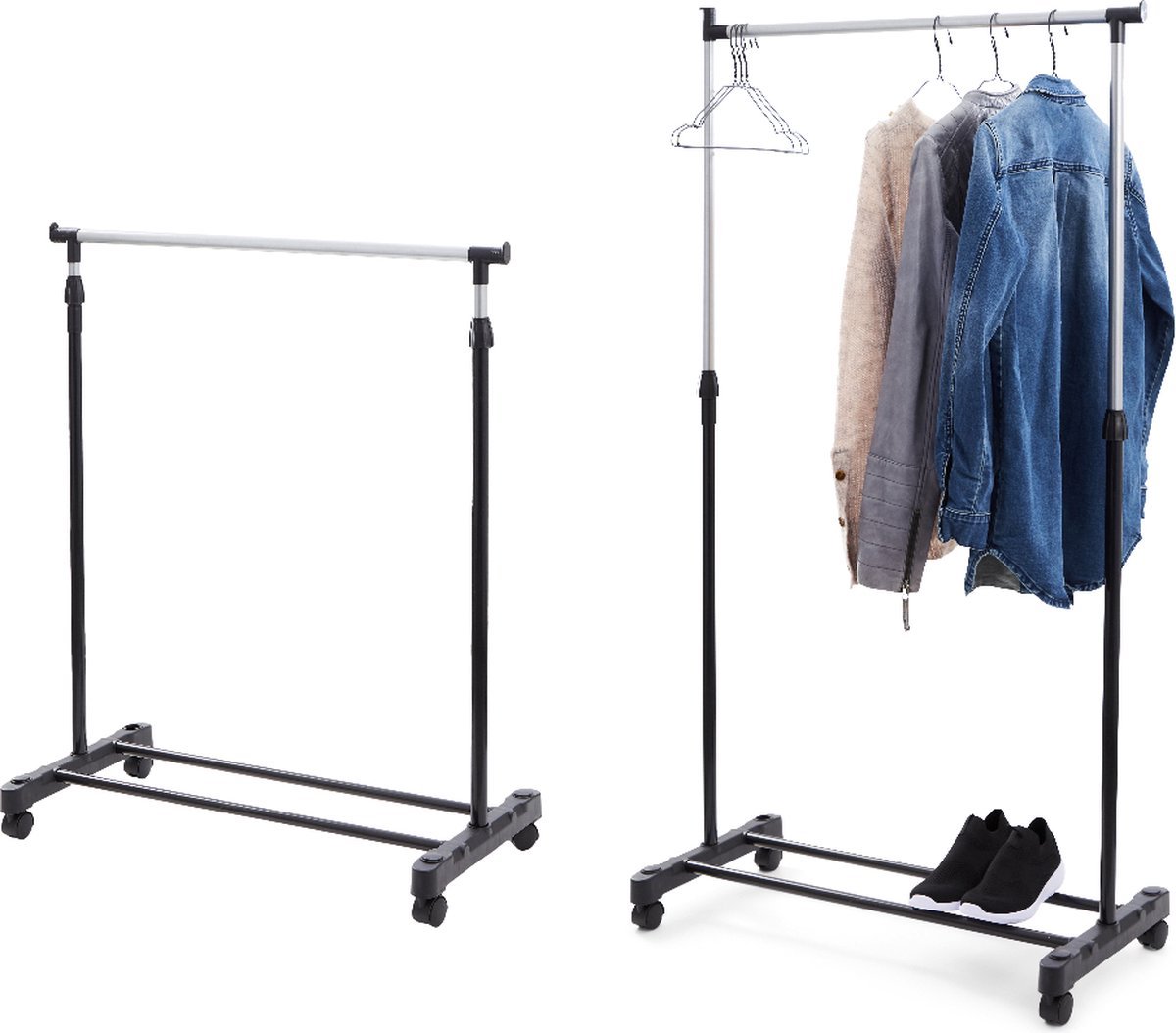 Kledingrek - Op/Met Wielen - Zwart - 160 cm - 1 Stang(en ...