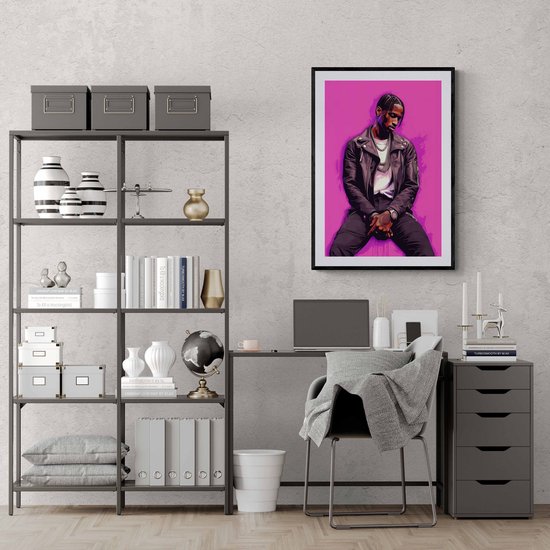 Muziek Poster - Travis Scott Rapper - Rap Poster - Roze - Abstract ...