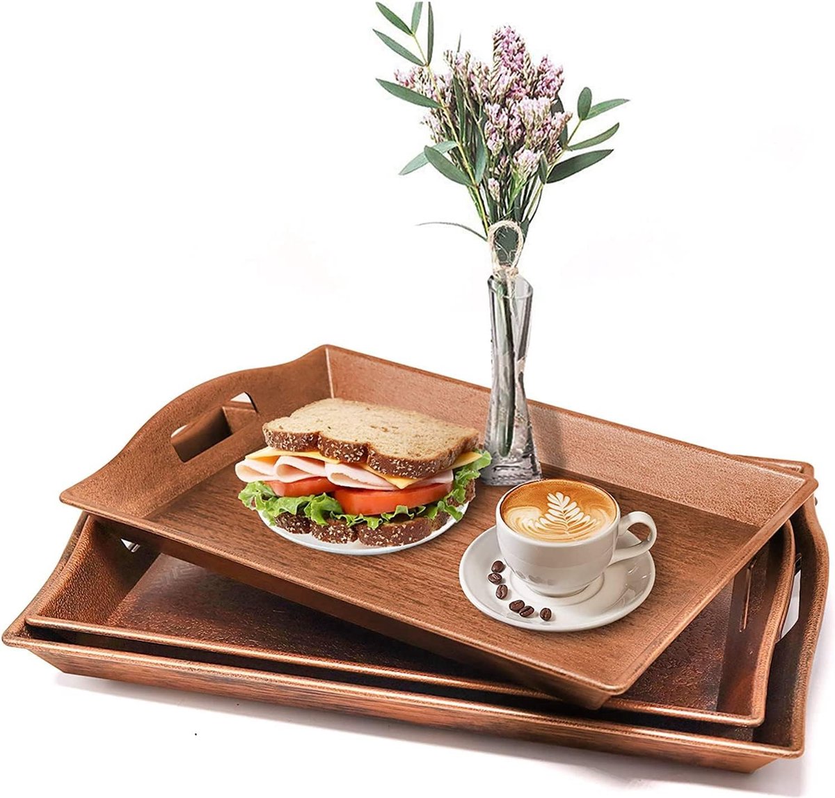 Set van 3 Dienbladen Kunststof Rechthoekig Serveerbord Keukenbord voor ...