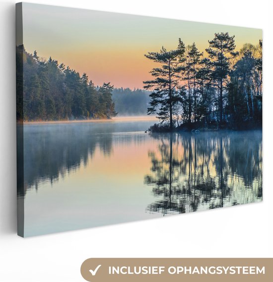 Canvas - Water - Bomen - Natuur - Landschap - Canvas schilderij - Wanddecoratie -... | bol.com
