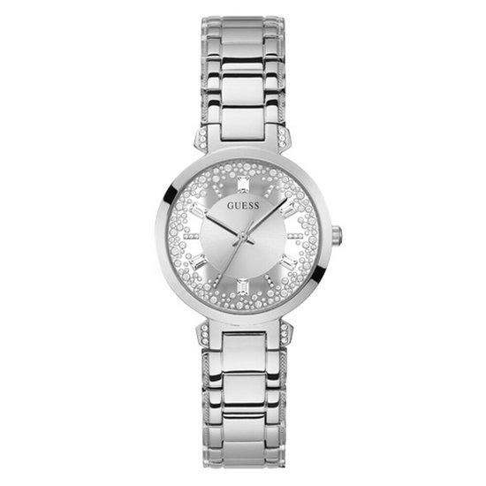 Guess GW0470L1 horloge dames staal 39 mm open wijzerplaat met dancing zirconia's en... | bol