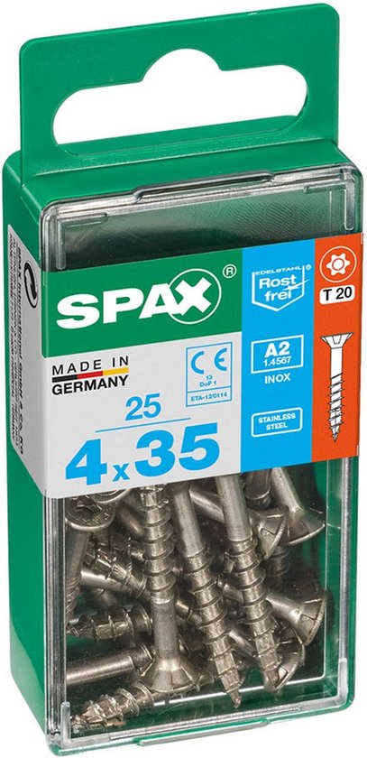 Spax Torx Houtschroef Platte kop - 4.0x35mm - T10 - 25 stuks | bol